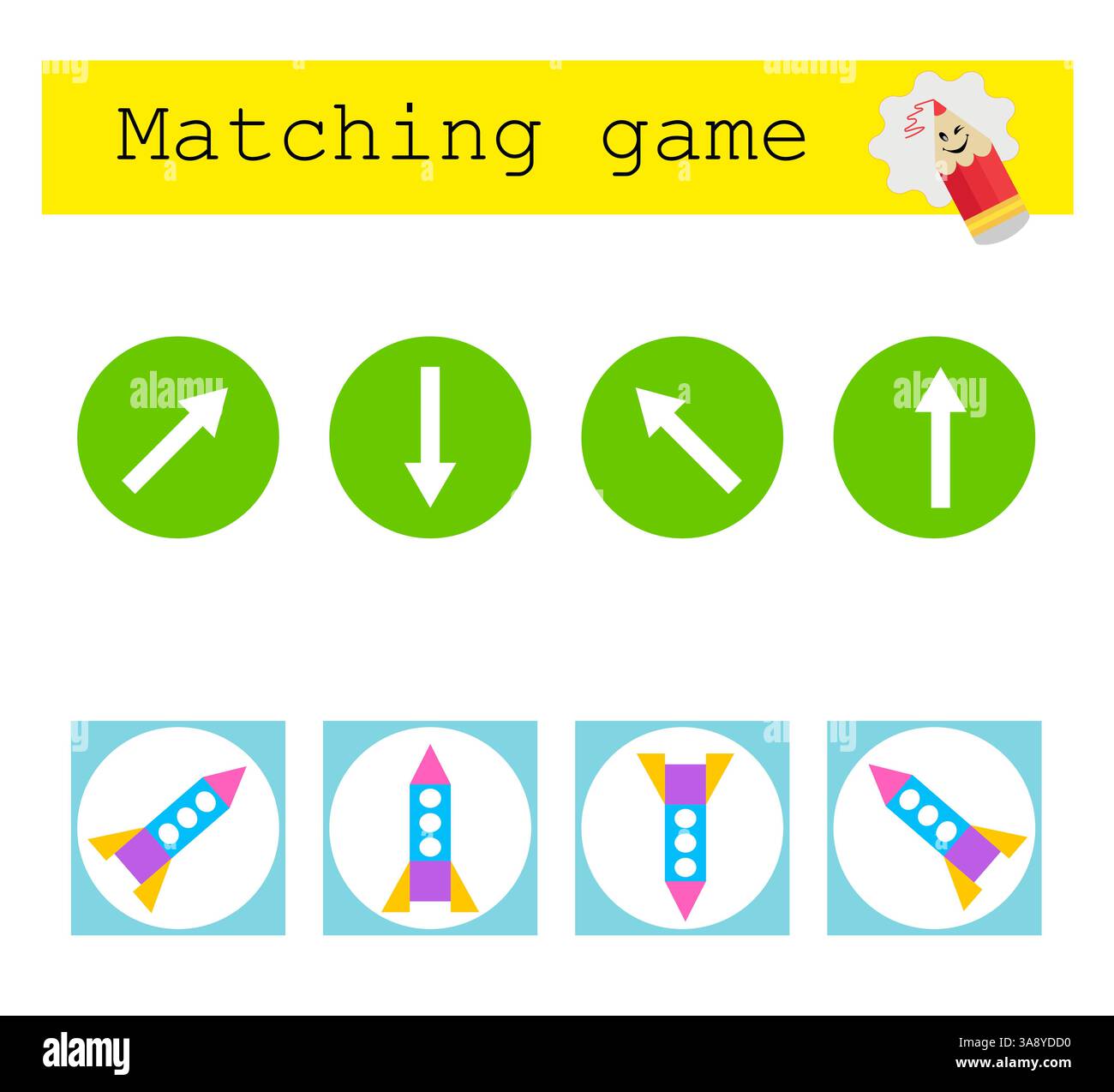 Fun educational kids game. Match rockets with arrows. Activity for ...