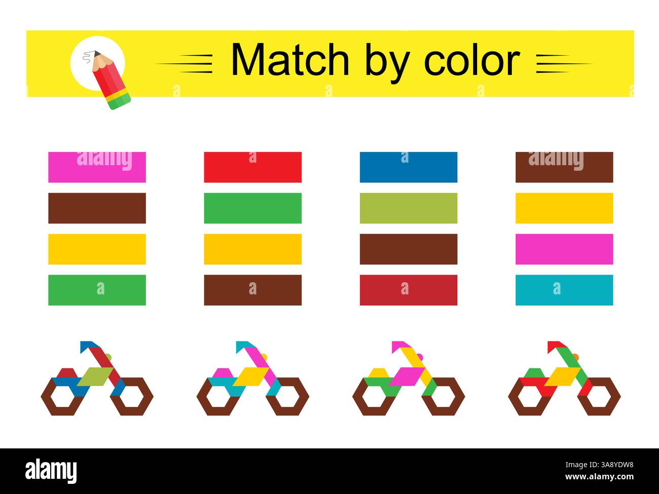 Match by color. Educational game for children. Preschool worksheet ...