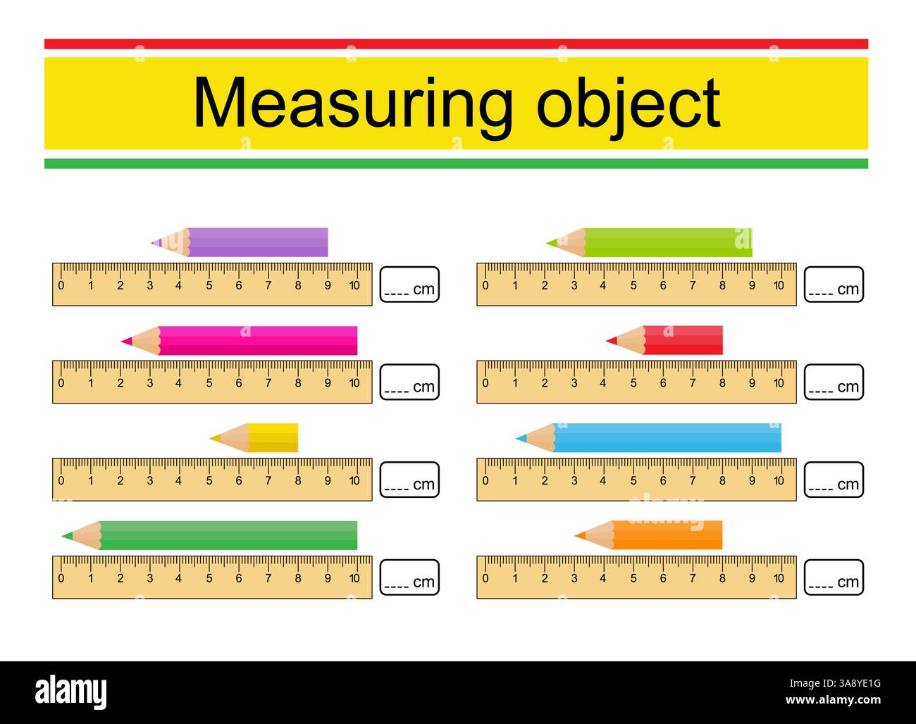 Worksheet for preschool kids. Measuring the length of pencils with a ...
