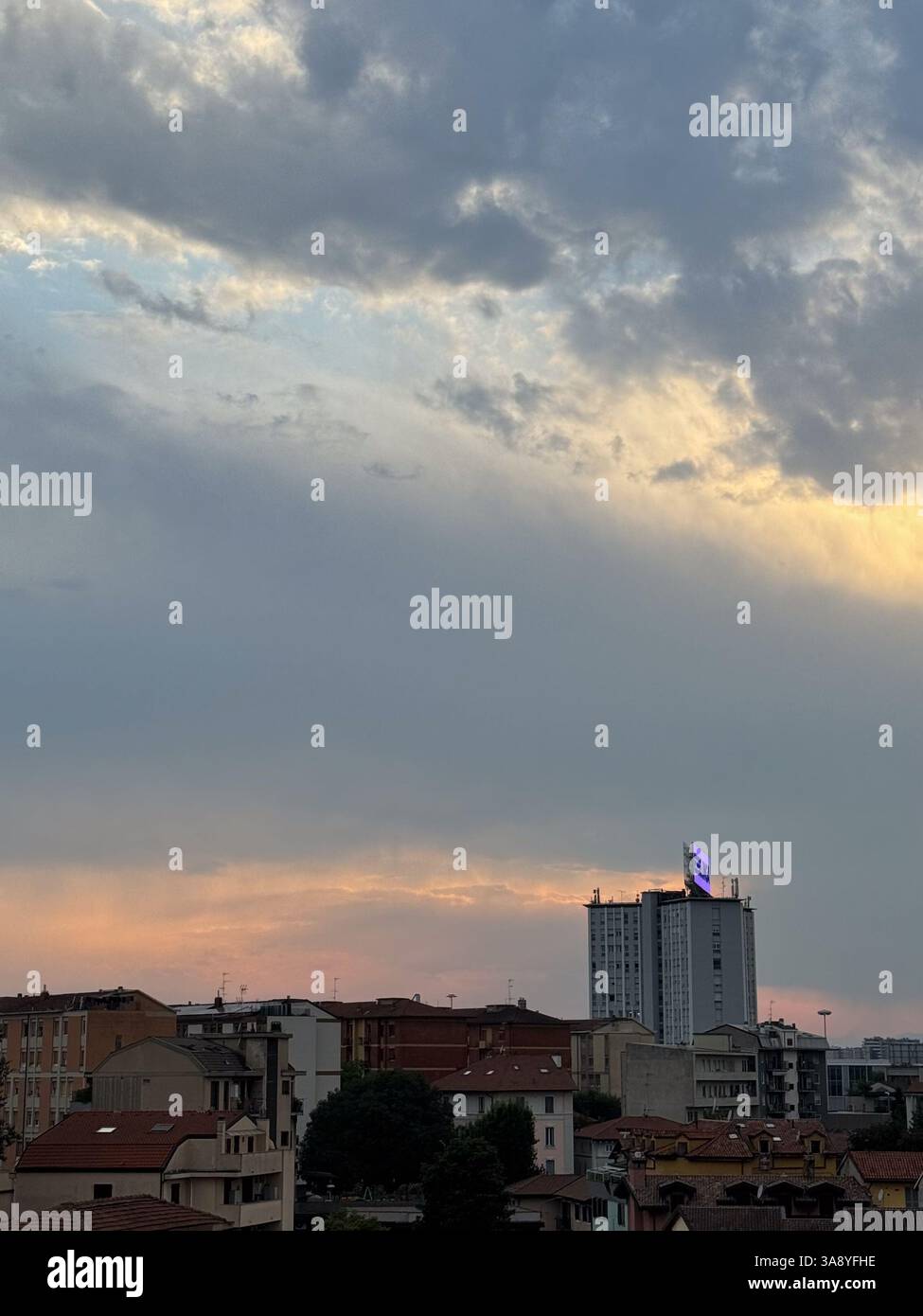 Italian City Sunset: Rooftop View Stock Photo - Alamy