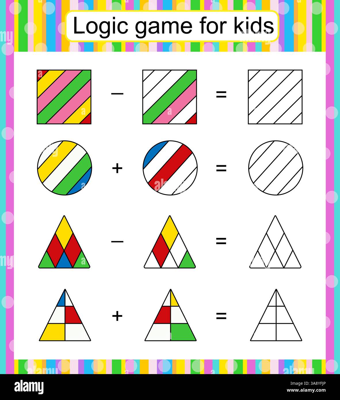 Logic game for kids. Find and color the missing parts. Children ...