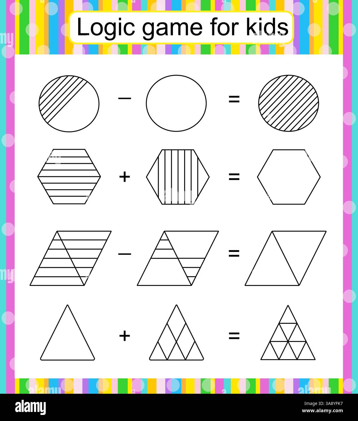 Logic game for kids. Find and draw the missing parts. Children activity ...