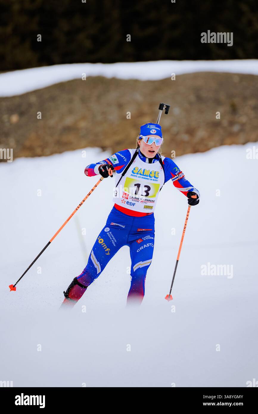 Les Saisies, France. 29th Mar, 2025. Les Saisies, France Justine Braisaz-Bouchet in action ...