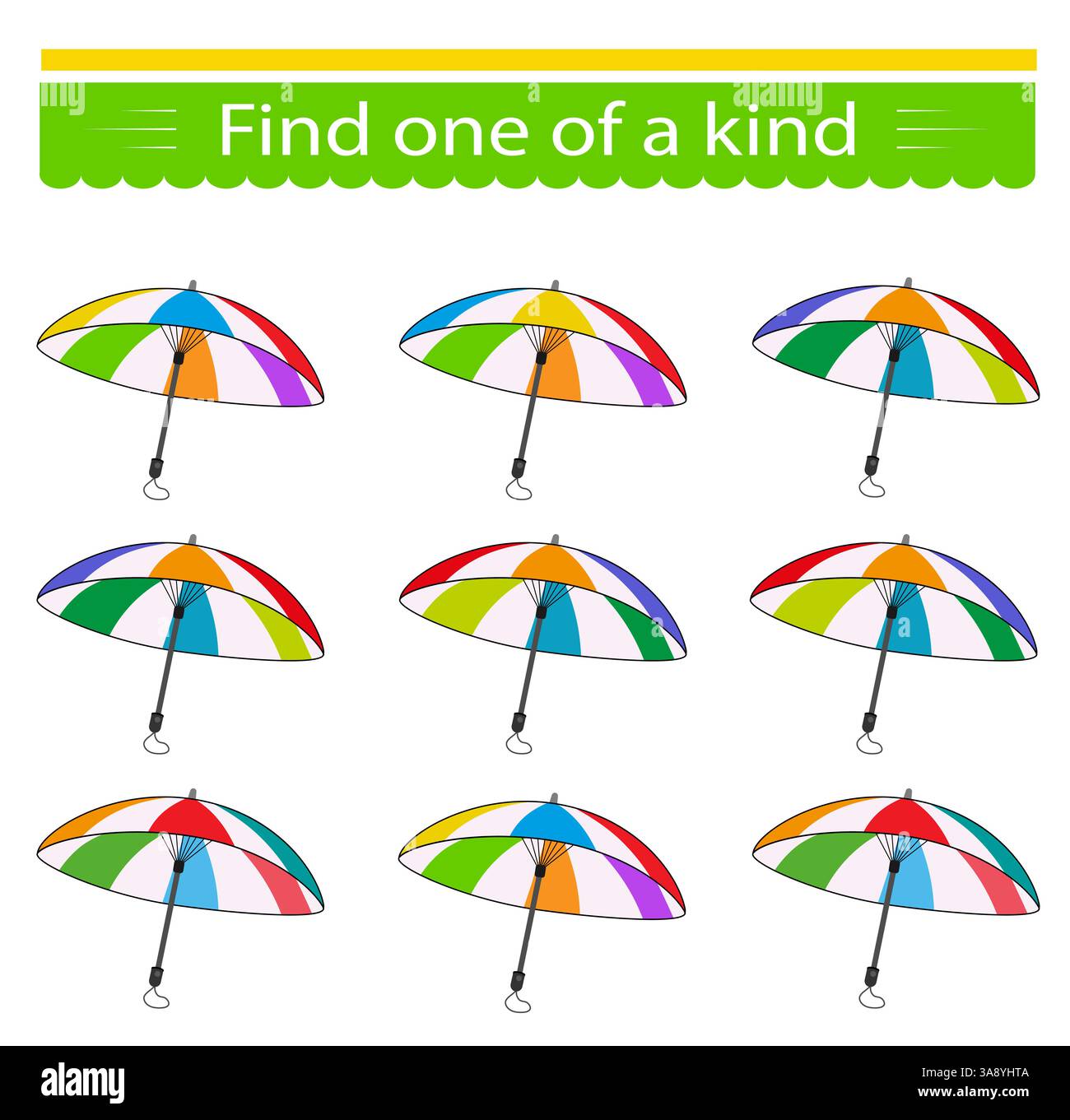 Educational game for children. Need to find one of a kind umbrella ...