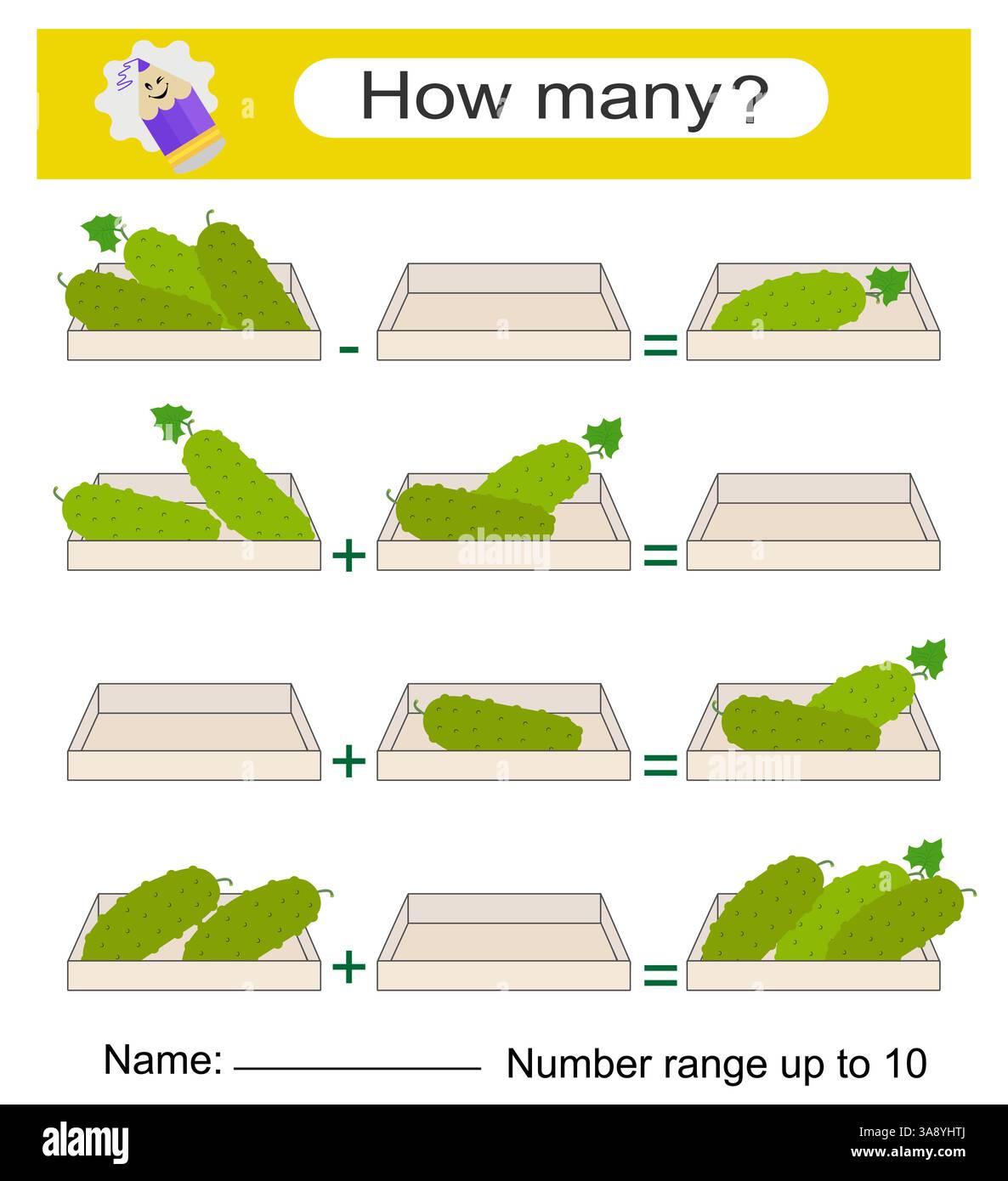 Math activity for kids. Developing numeracy skills. Number range up to ...