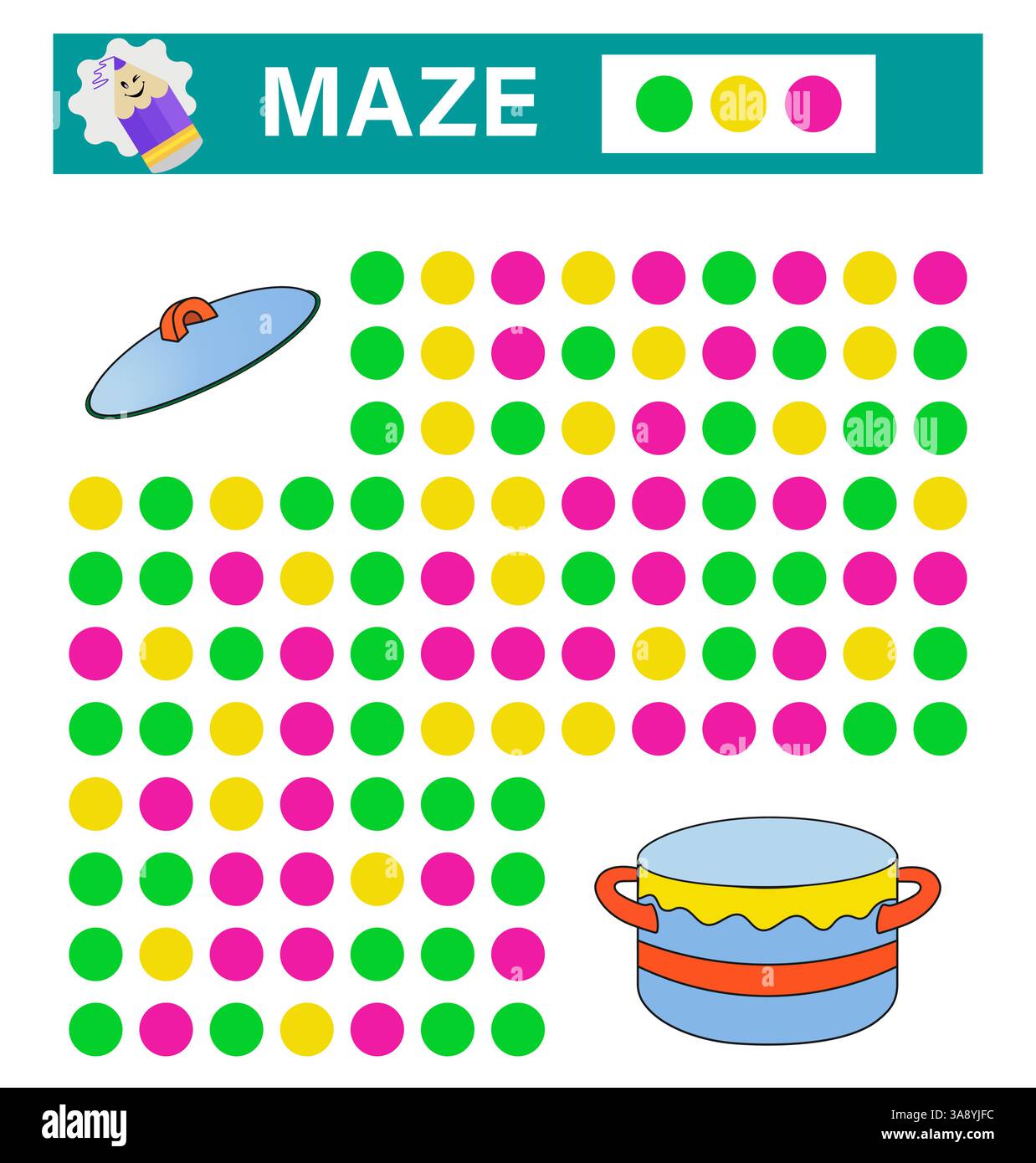 Maze game for kids. Help close the lid. Vector illustration Stock ...