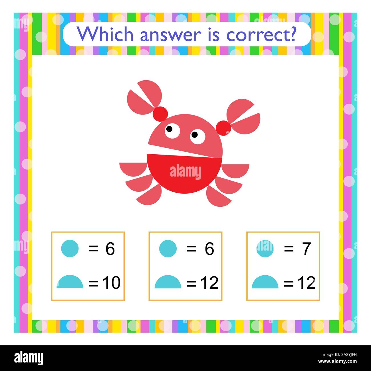 Math activity for kids. Need to find the correct answer. Cartoon ...