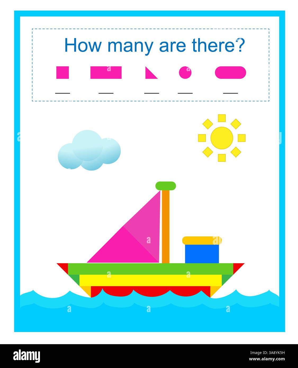 Math activity for kids. Count how many triangles, squares, circles ...