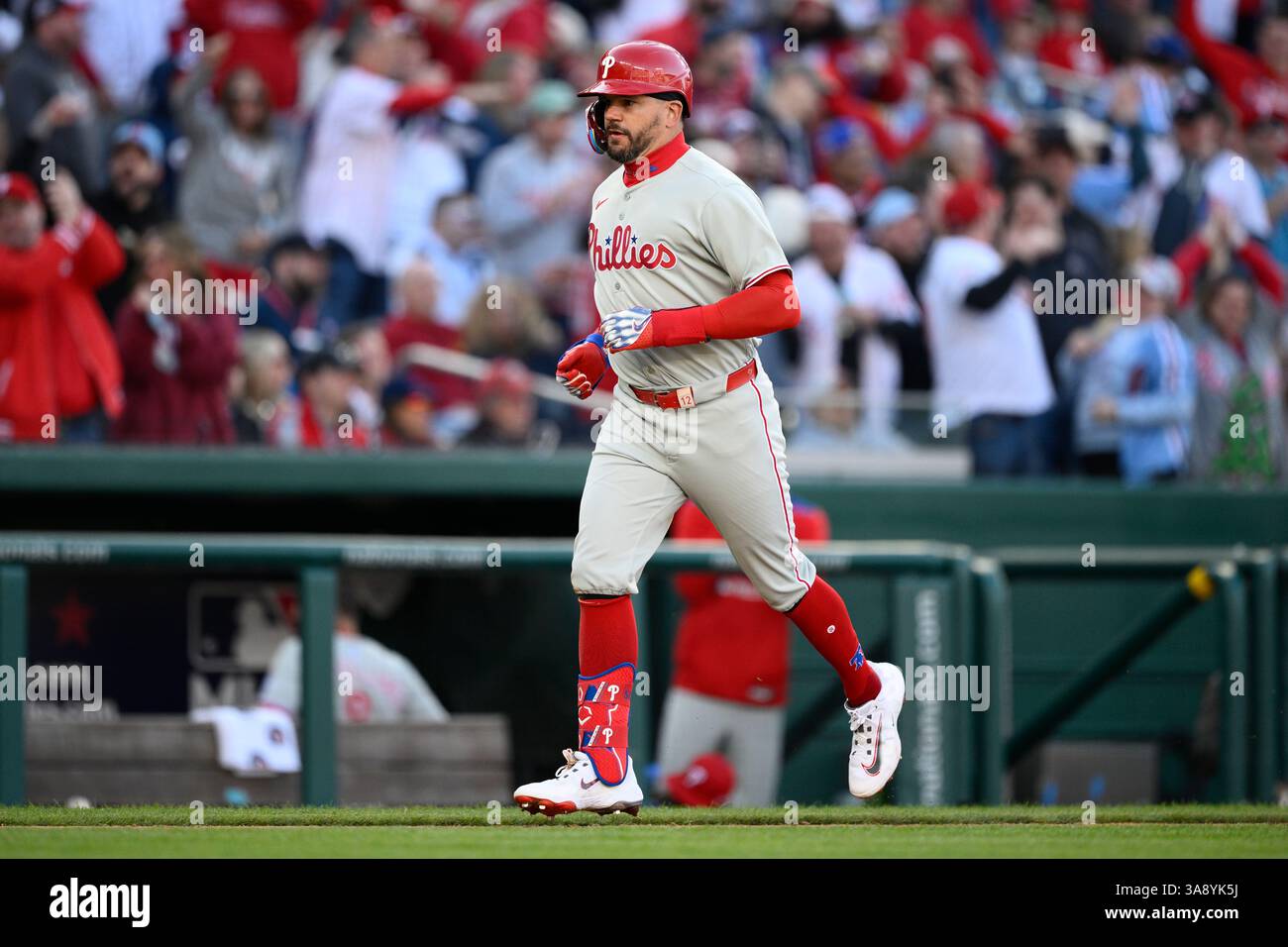 Philadelphia Phillies' Kyle Schwarber in action during an opening-day ...