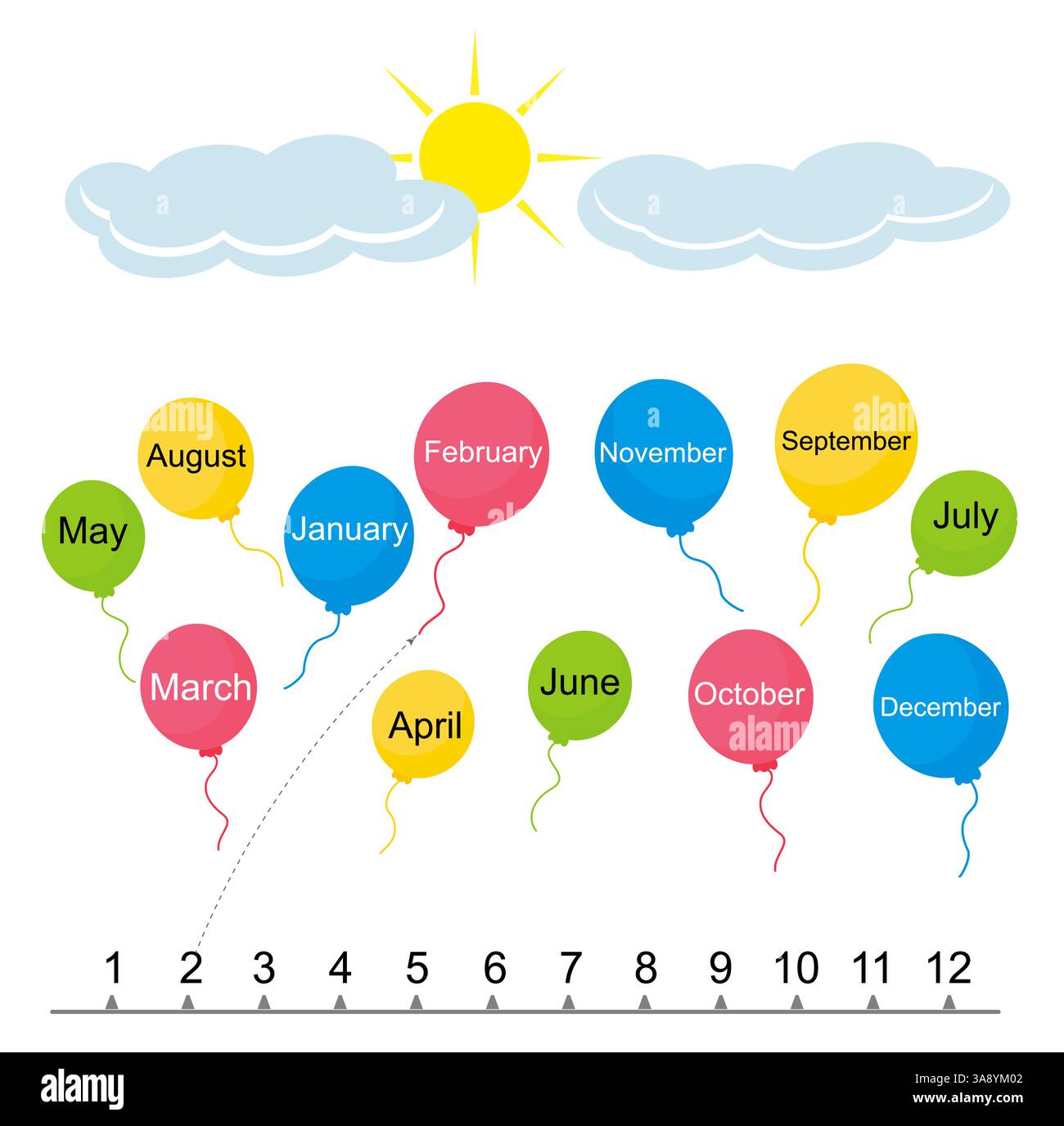 Month names in English. Educational game for kids. Vector illustration ...