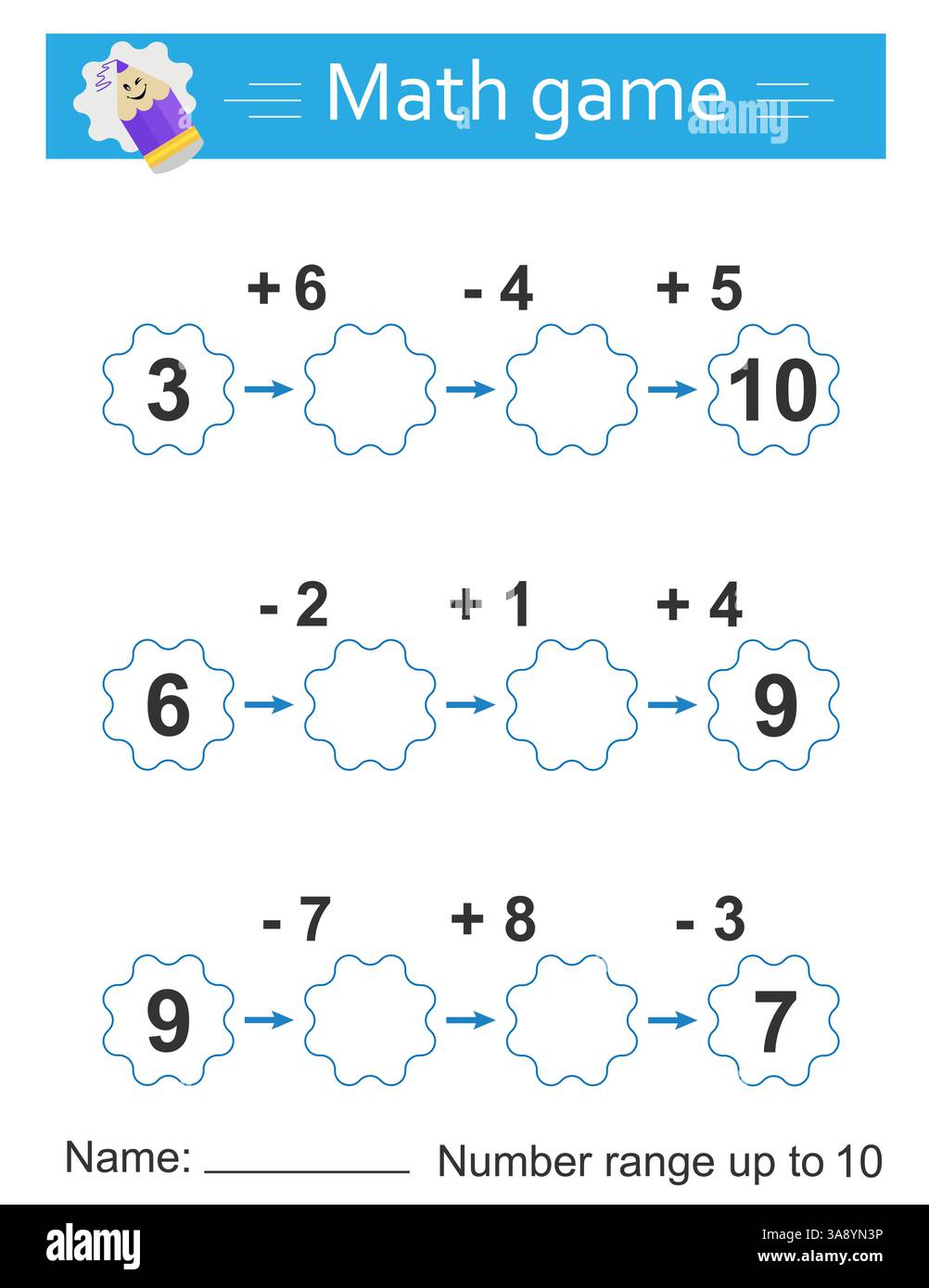 Math game for kids. Preschool worksheet activity. Number range up to 10 ...