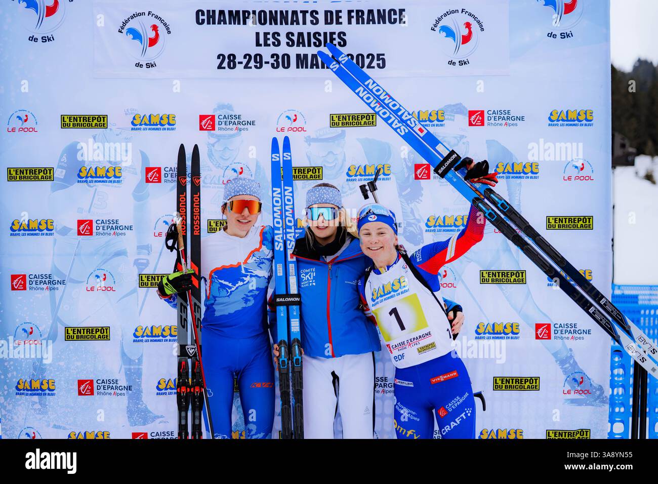 Les Saisies, France. 29th Mar, 2025. Les Saisies, France Louise Roguet, Jeanne Richard, Adele ...