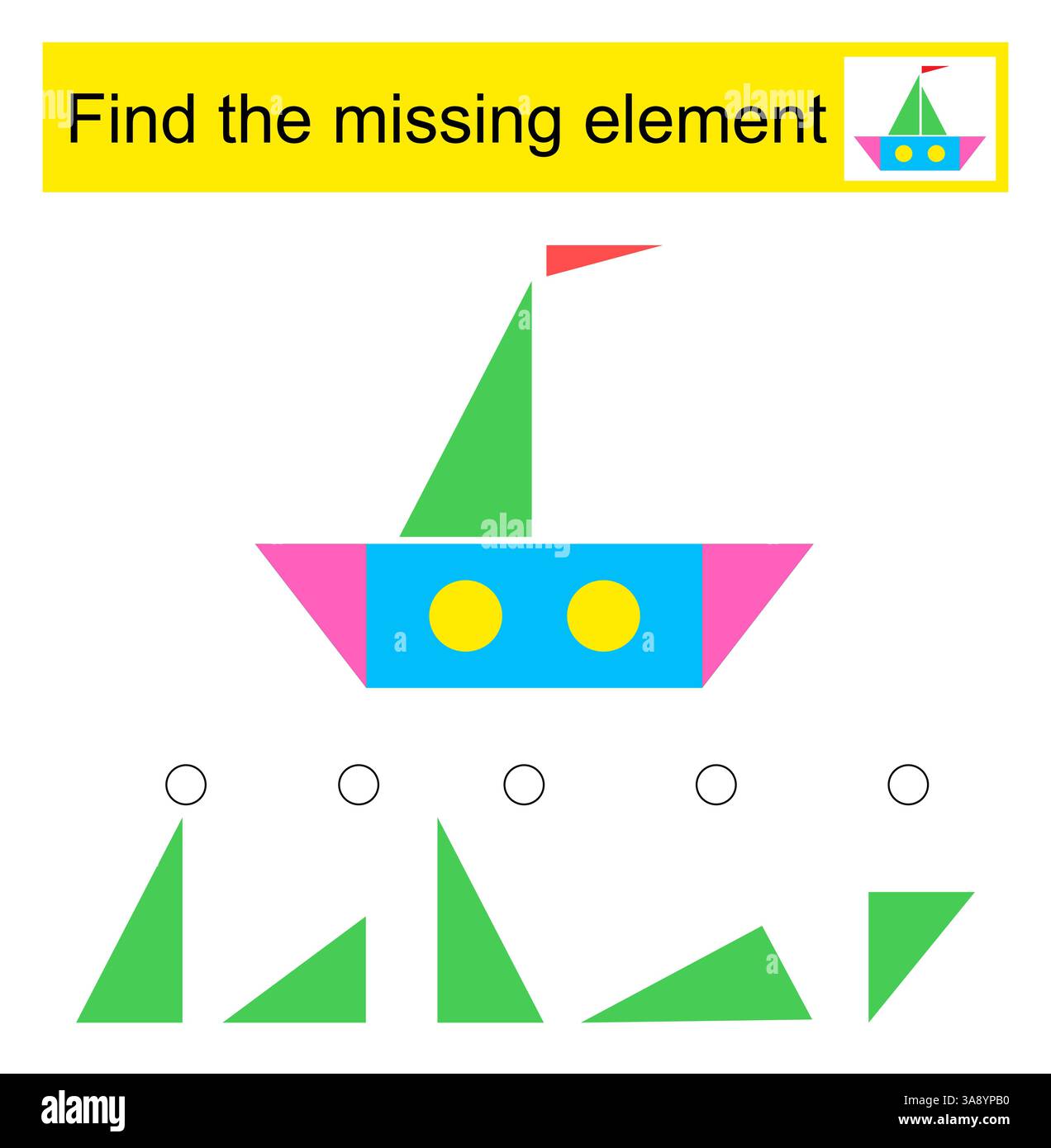 Puzzle game for kids. Find the missing element. Children activity page. Vector illustration ...