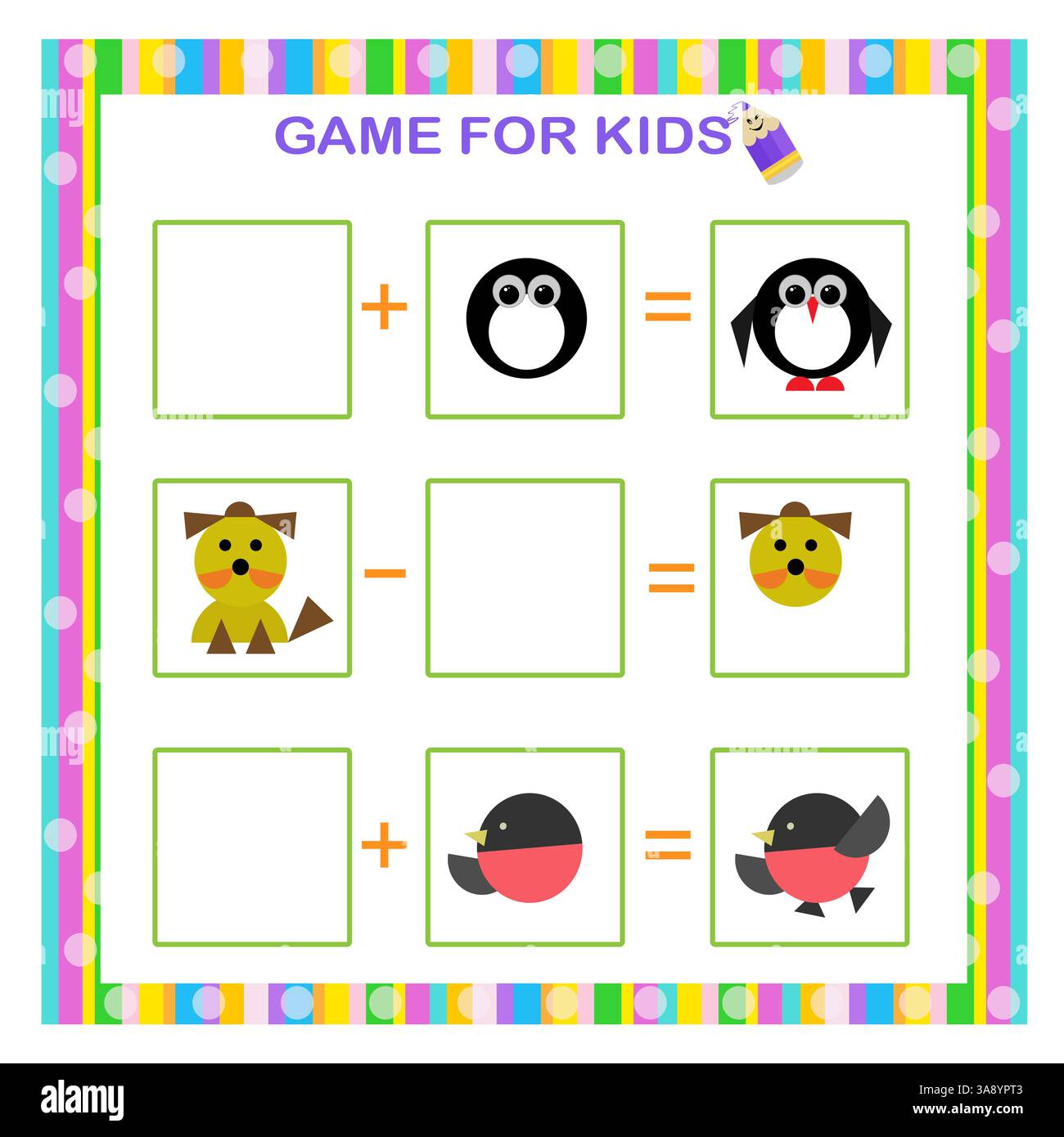 Educational game for kids. Find and draw the missing parts. Children ...