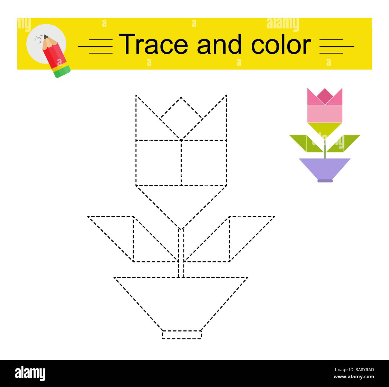 Trace and color for children. Preschool worksheet for practicing fine ...