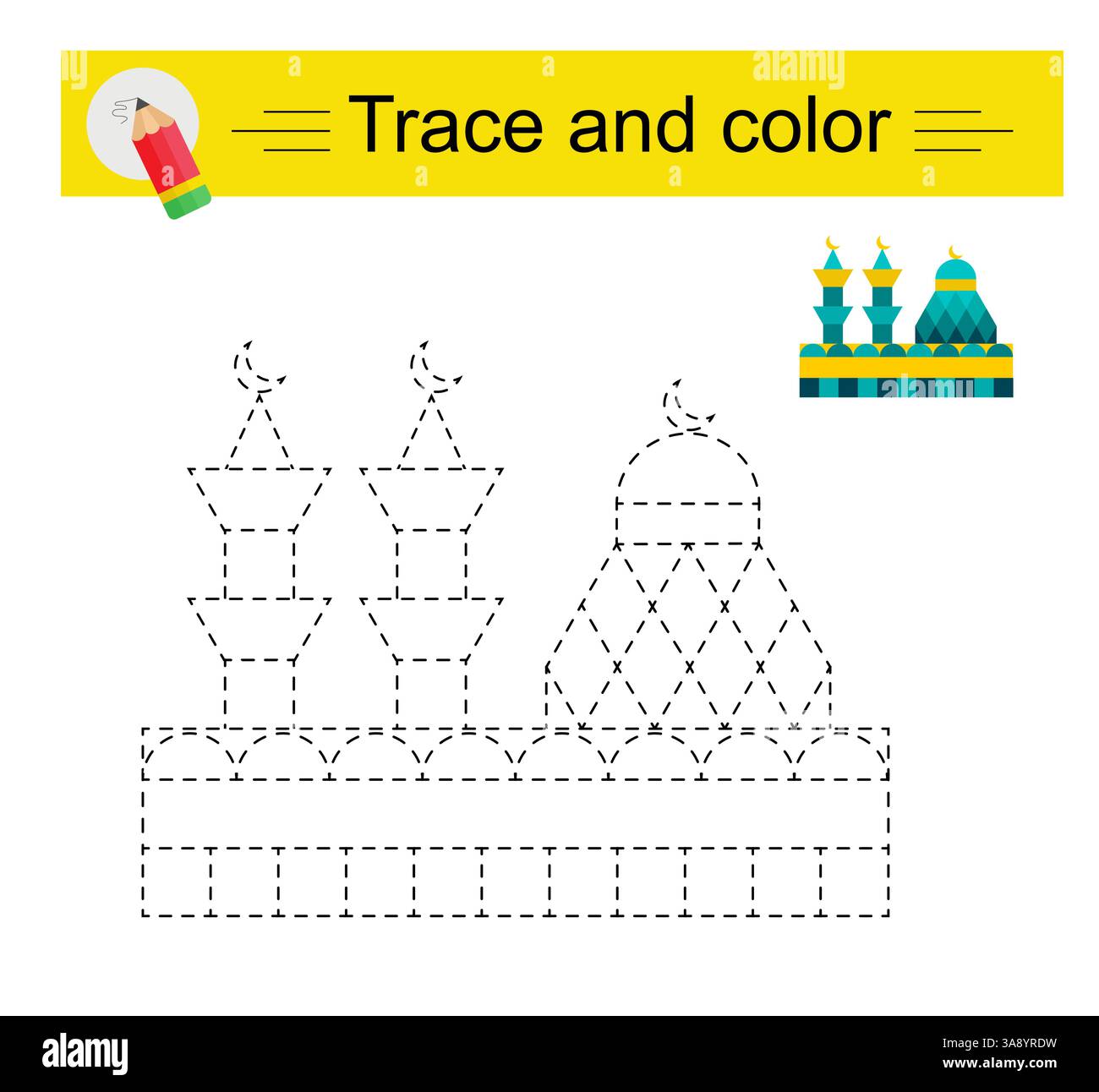 Trace and color for children. Preschool worksheet for practicing fine ...