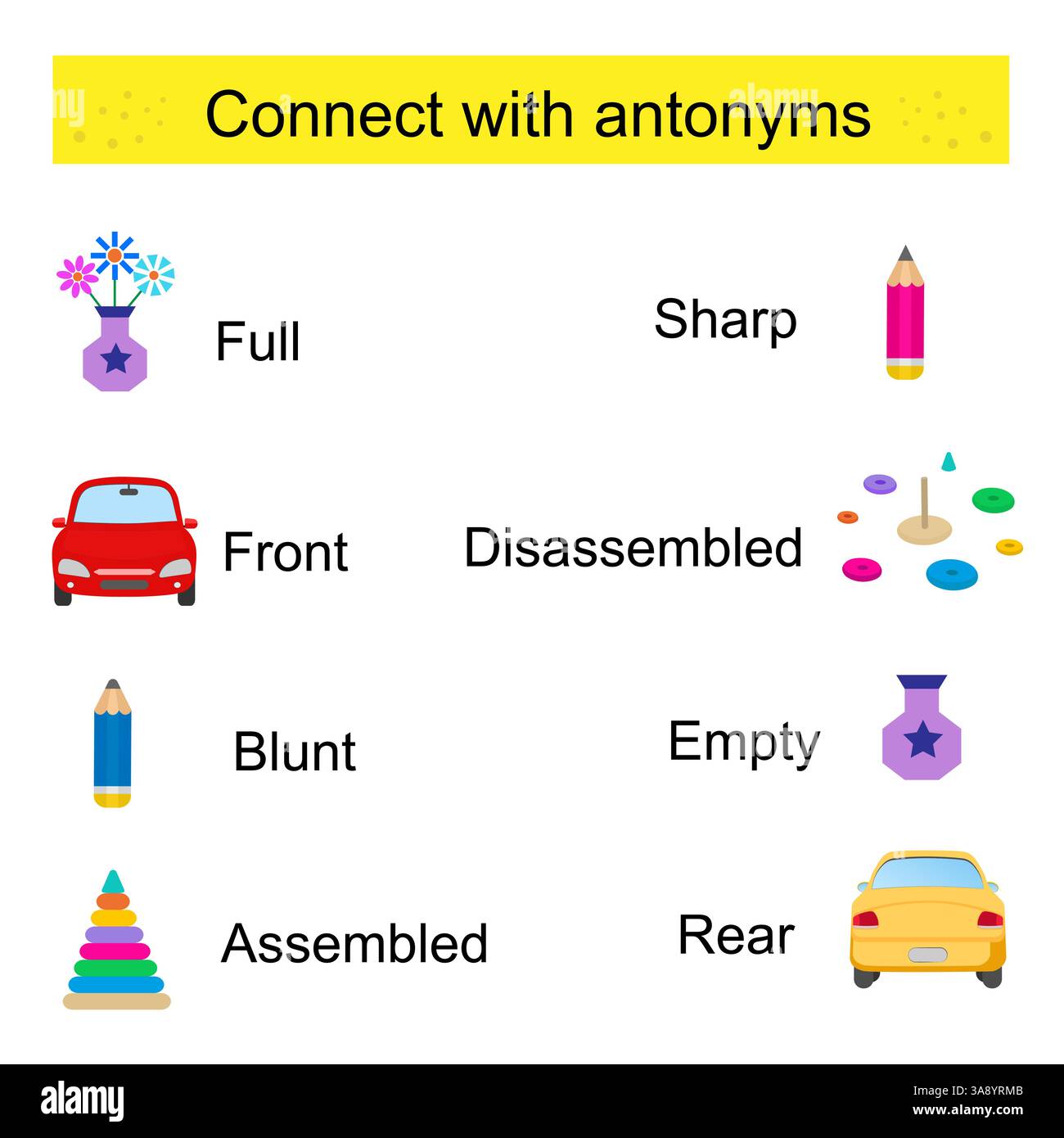 Educational material for kids. Connect with antonyms. Opposites words ...
