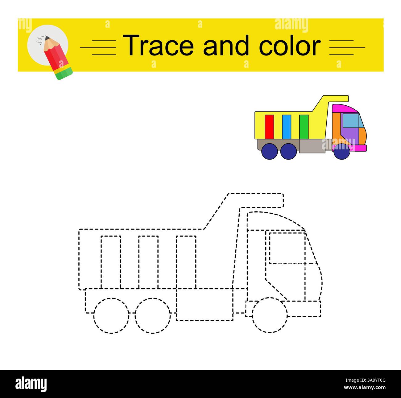 Trace and color for children. Preschool worksheet for practicing fine ...