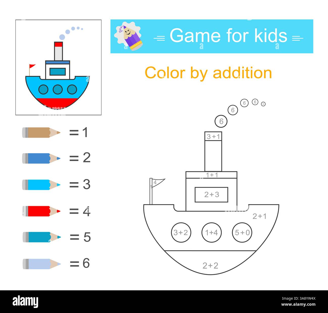 Color by addition. Math activity for kids. Developing numeracy skills ...