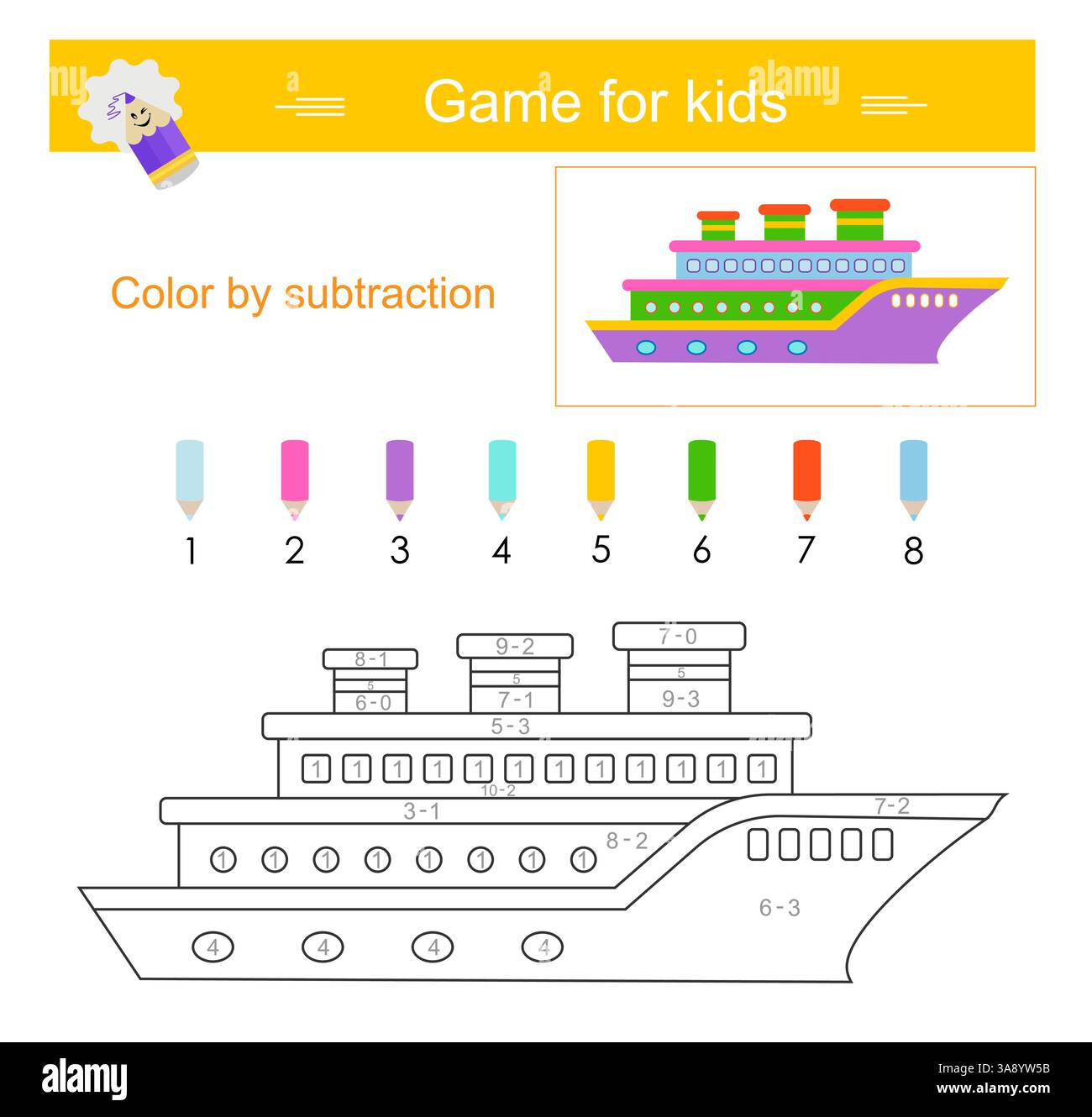 Color by subtraction. Math activity for kids. Developing numeracy ...