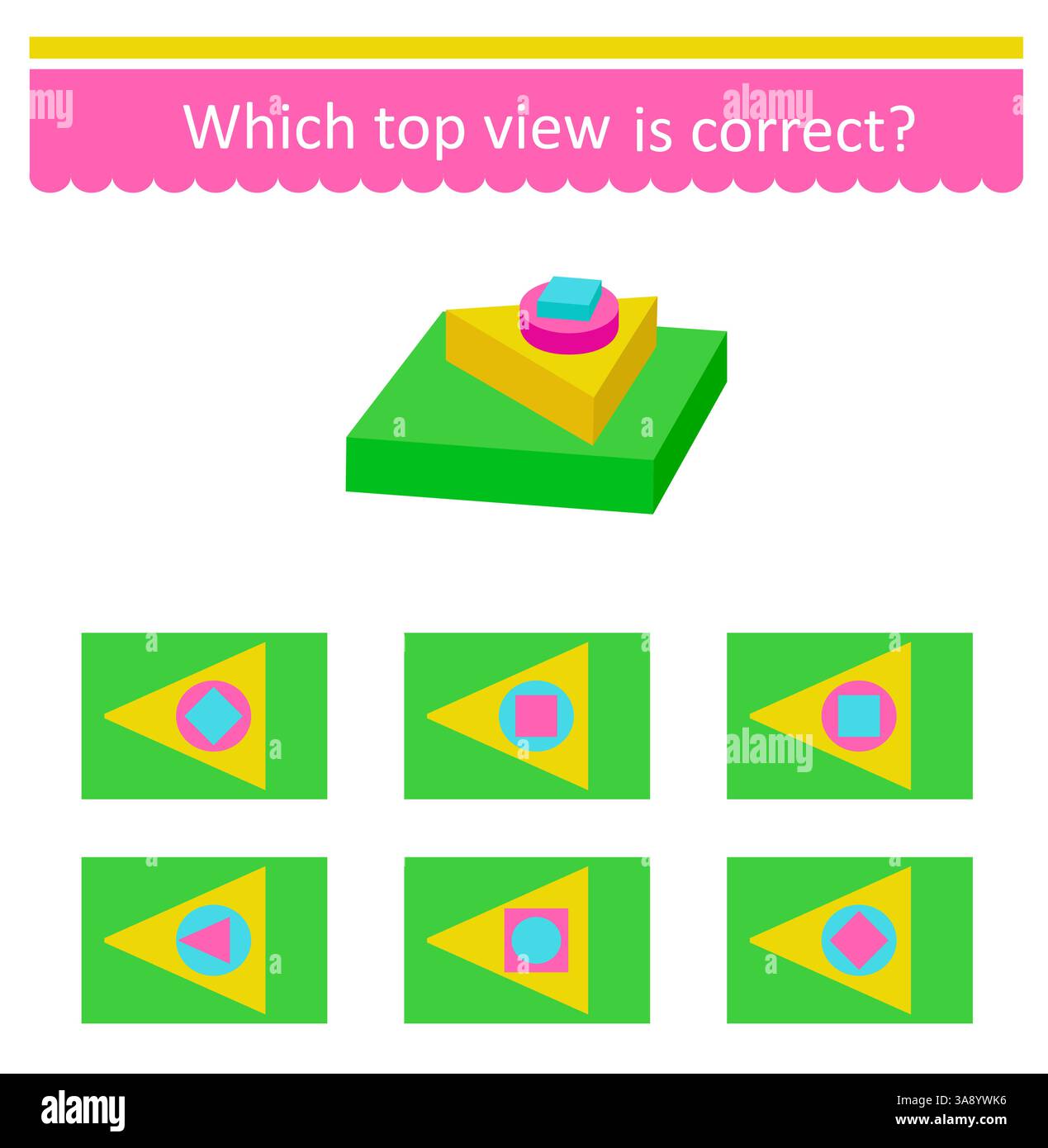 Logic Puzzle Which Top Vıew Is Correct Iq Training Test Printable Worksheet Stock Vector