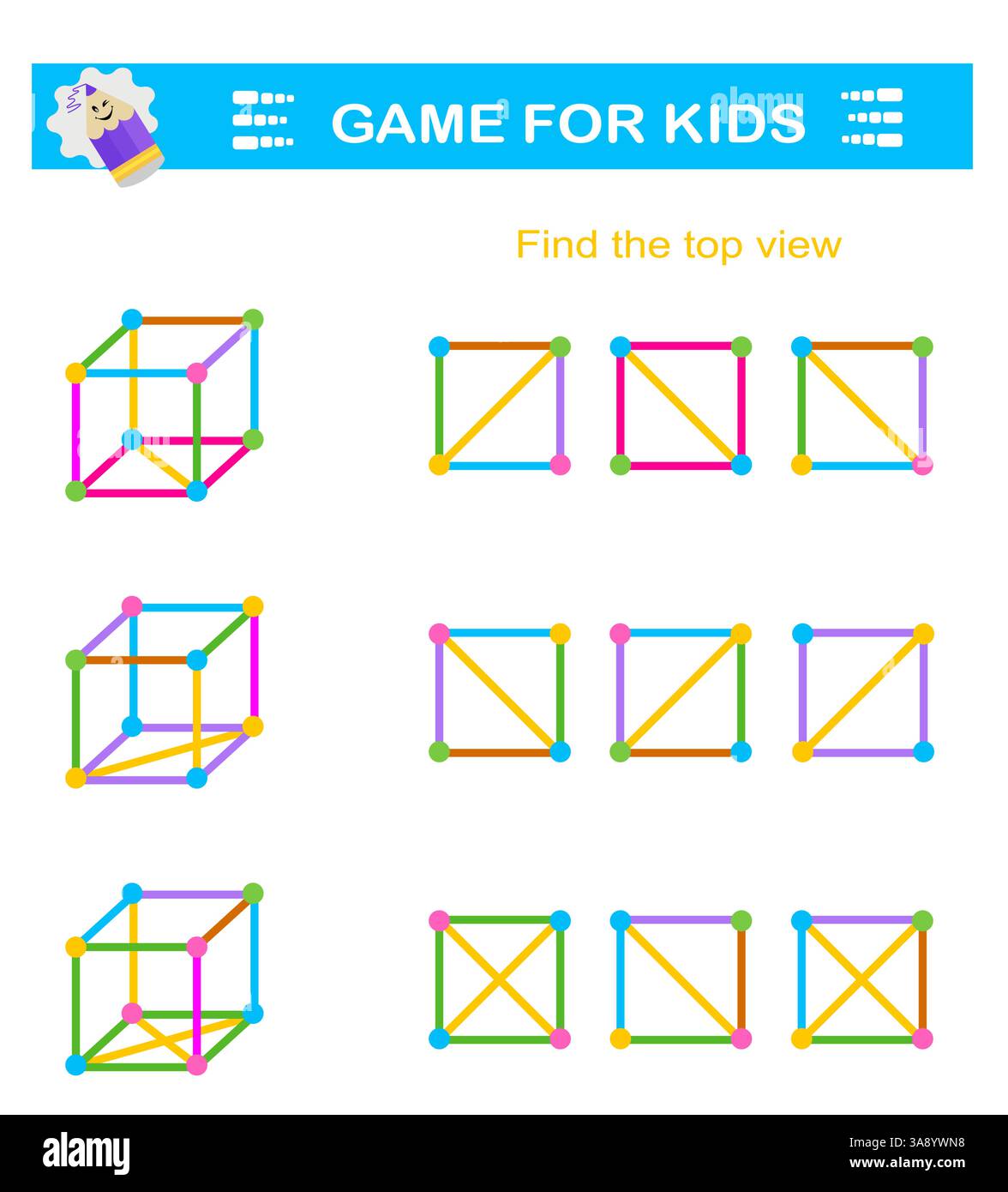 Logical Puzzle Game Need To Find Correct Top View Attention Tasks Iq Test Stock Vector Image