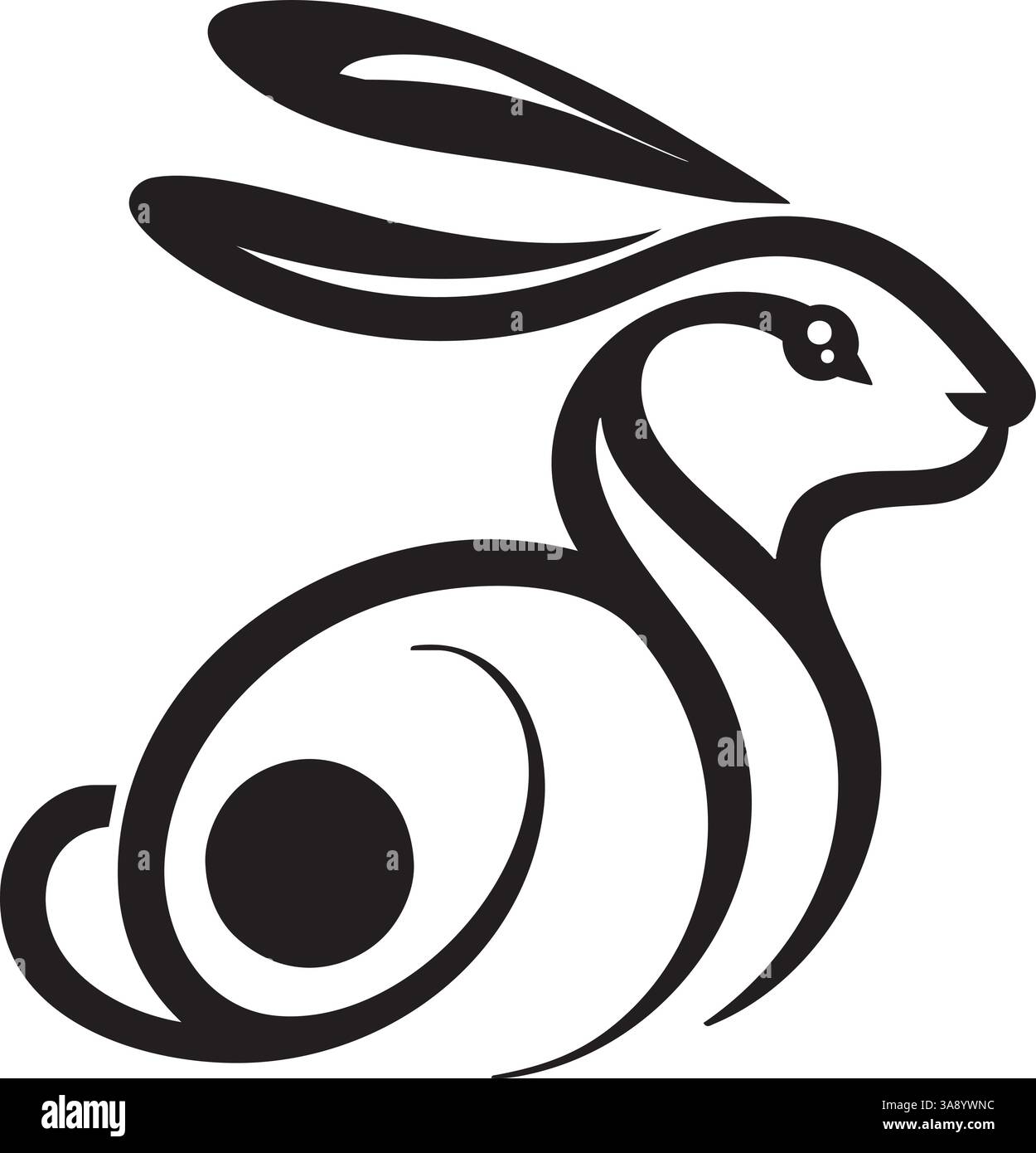 Stunning black and white abstract rabbit illustration with intricate ...