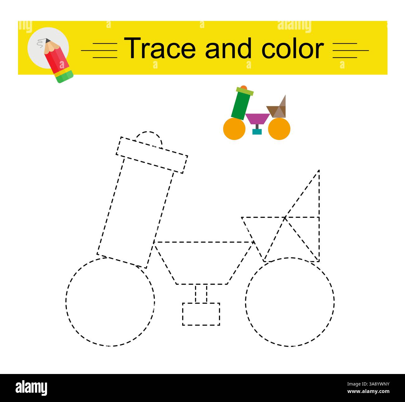 Trace and color for children. Preschool worksheet for practicing fine ...