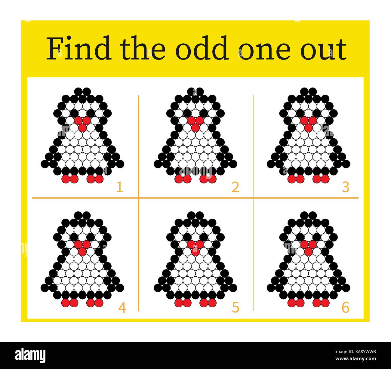 Puzzle game for kids. Task for development of attention and logic. Cartoon penguin. Vector ...