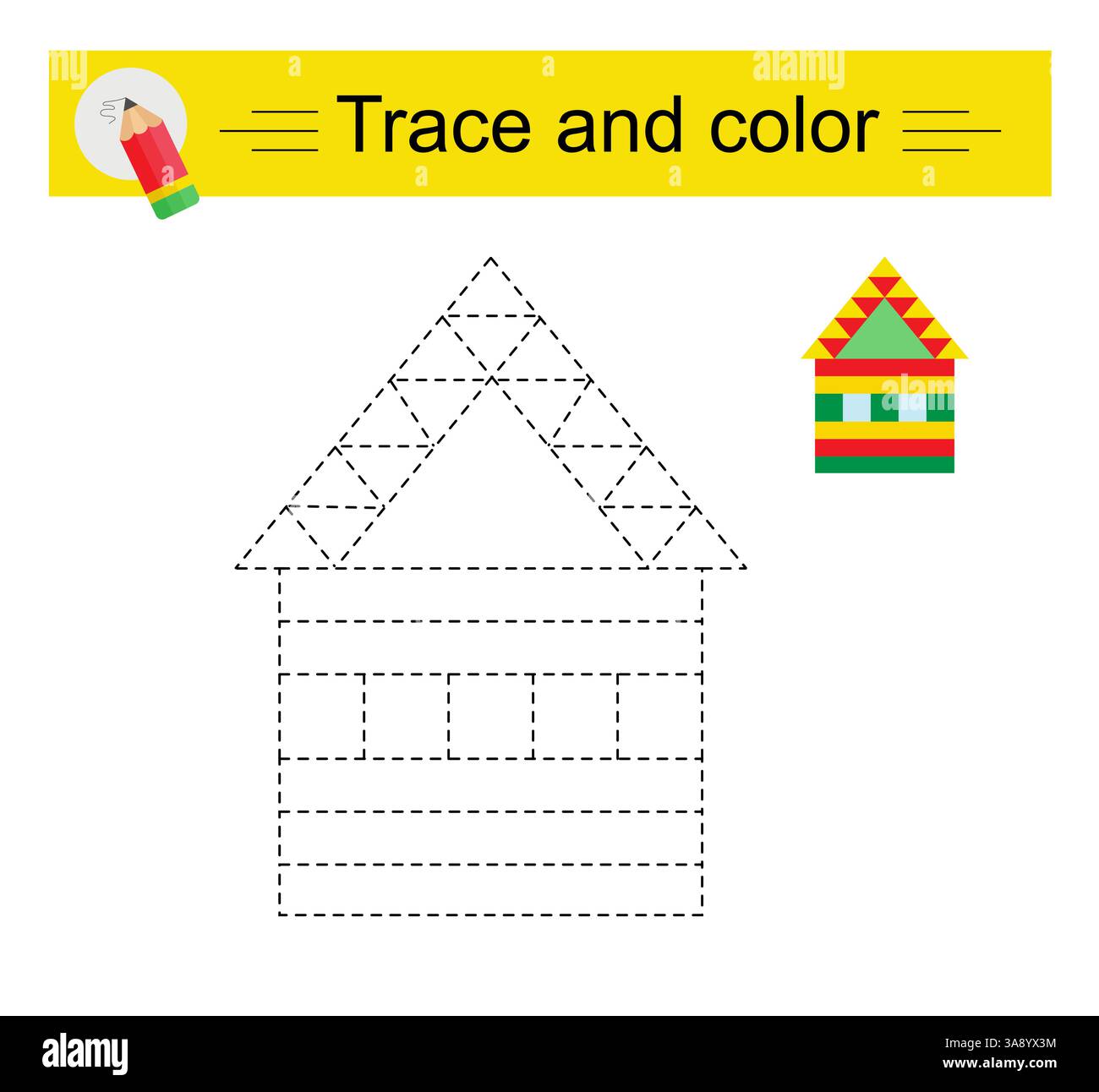 Trace and color for children. Preschool worksheet for practicing fine ...