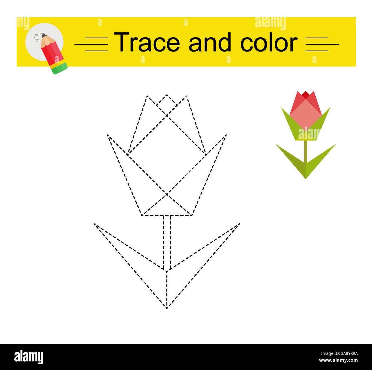 Trace and color for children. Preschool worksheet for practicing fine ...