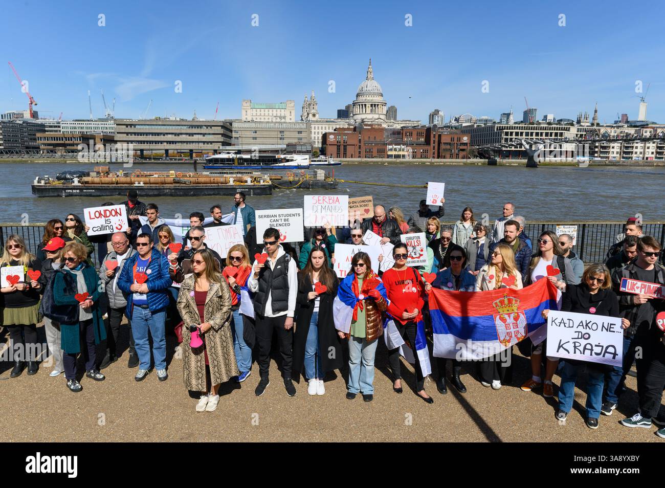 London, UK, 29 March 2025. Serbians rallied in remembrance of the 16 ...