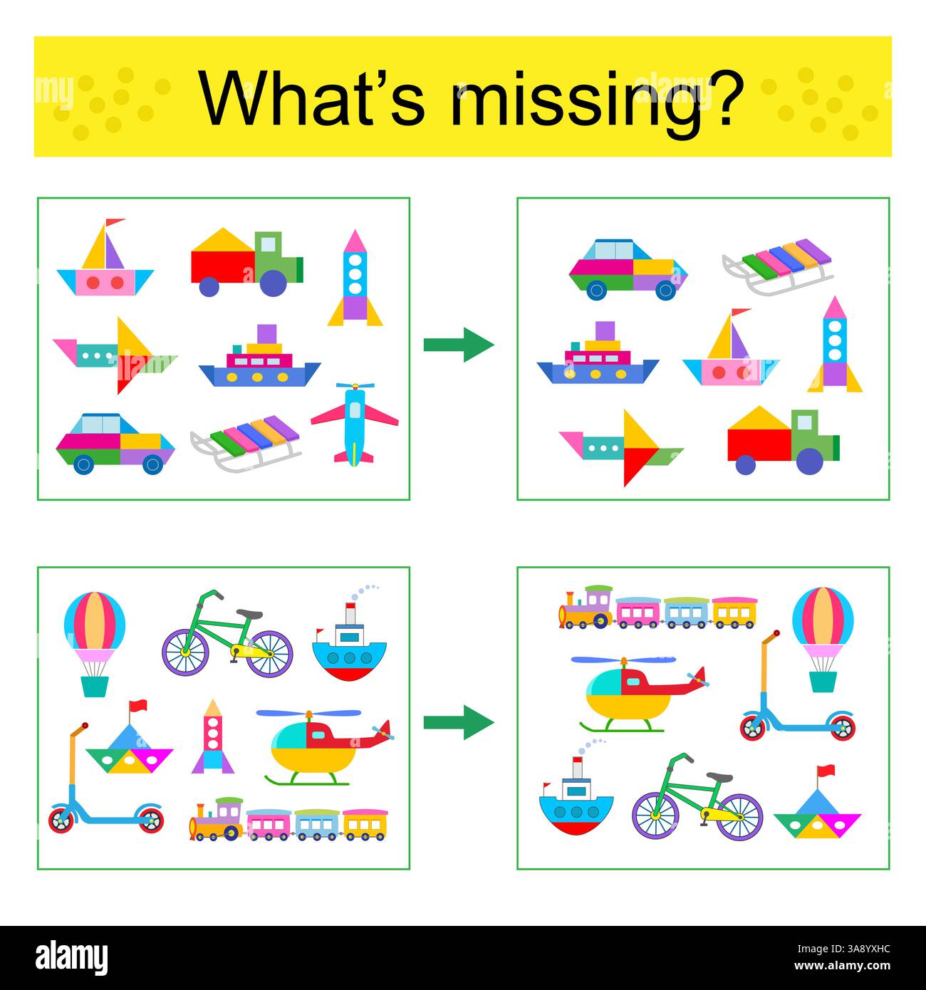 Puzzle game. Task for the development of attention and logic for children. Find the missing ...