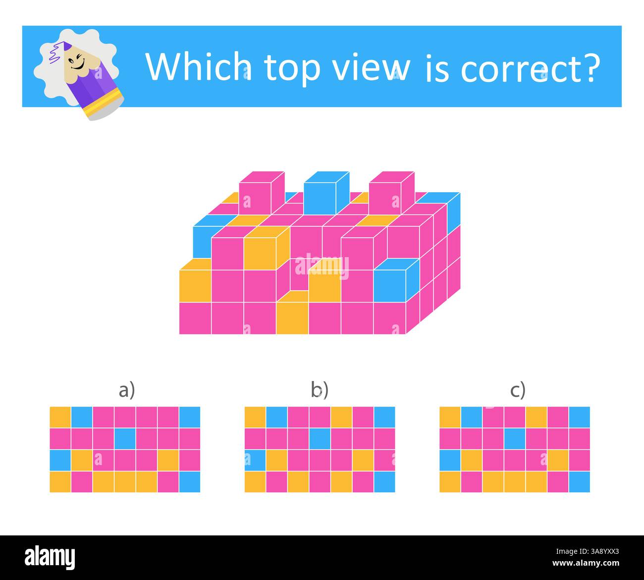 Logic game. Which top vıew is correct? IQ training test. Visual ...