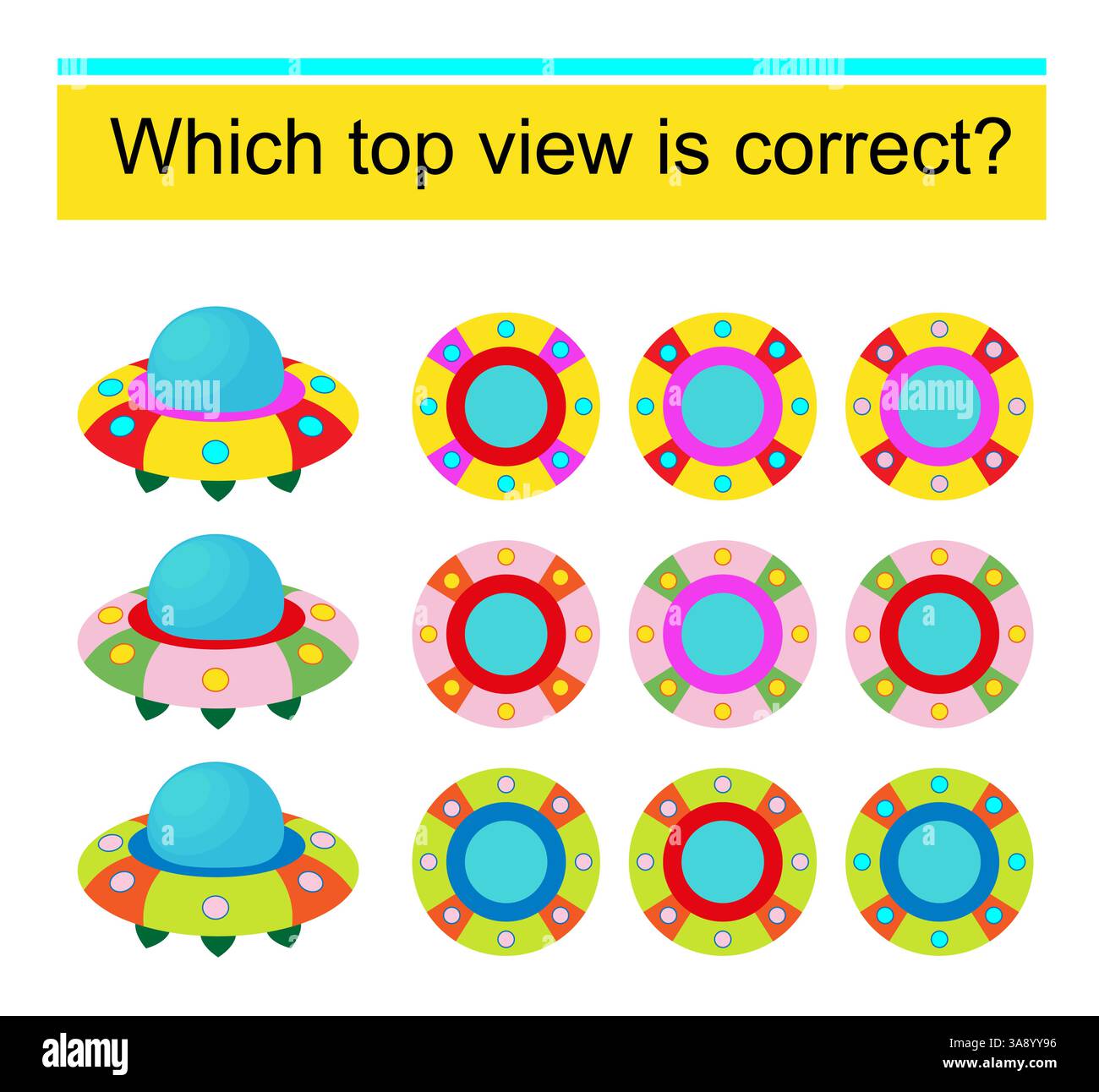 Educational game for kids. Need to find the top view for every flying ...