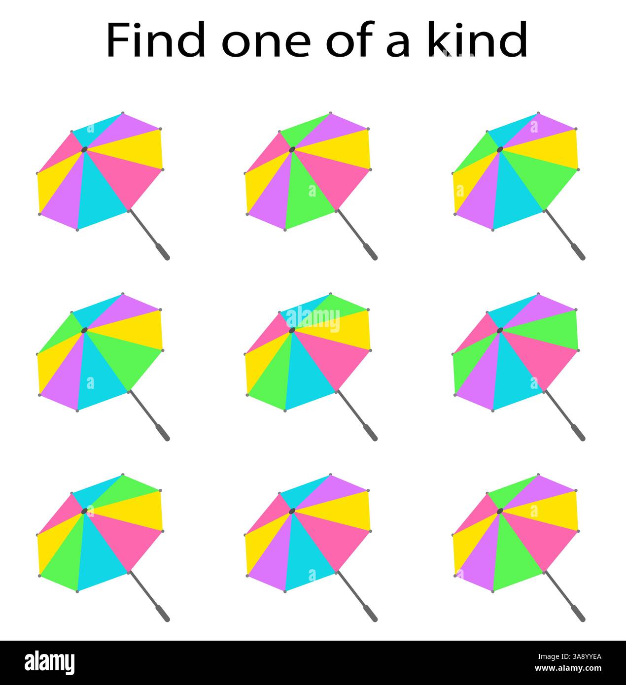 Fun education game for kids. Need to find one of a kind umbrella. Kids ...
