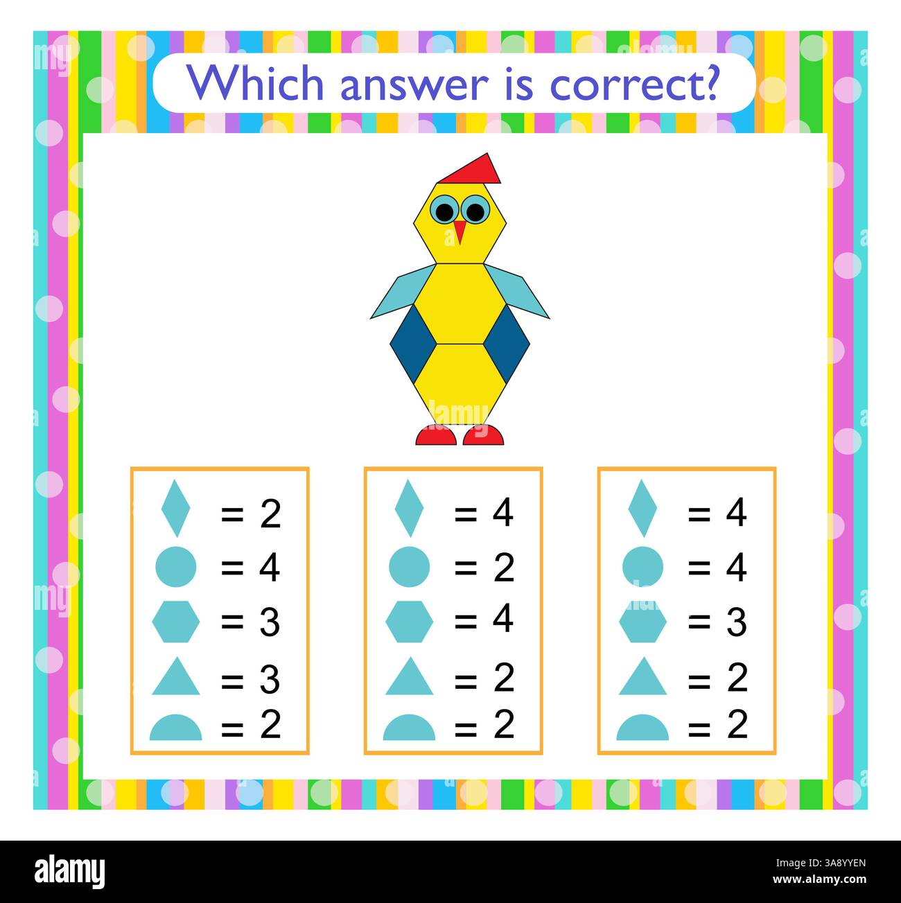 Math activity for kids. Need to find the correct answer. Cartoon ...