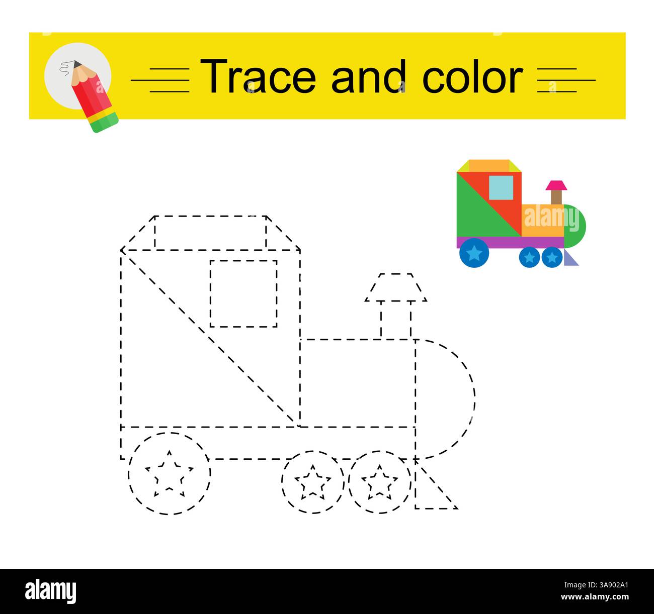 Trace and color for children. Preschool worksheet for practicing fine ...