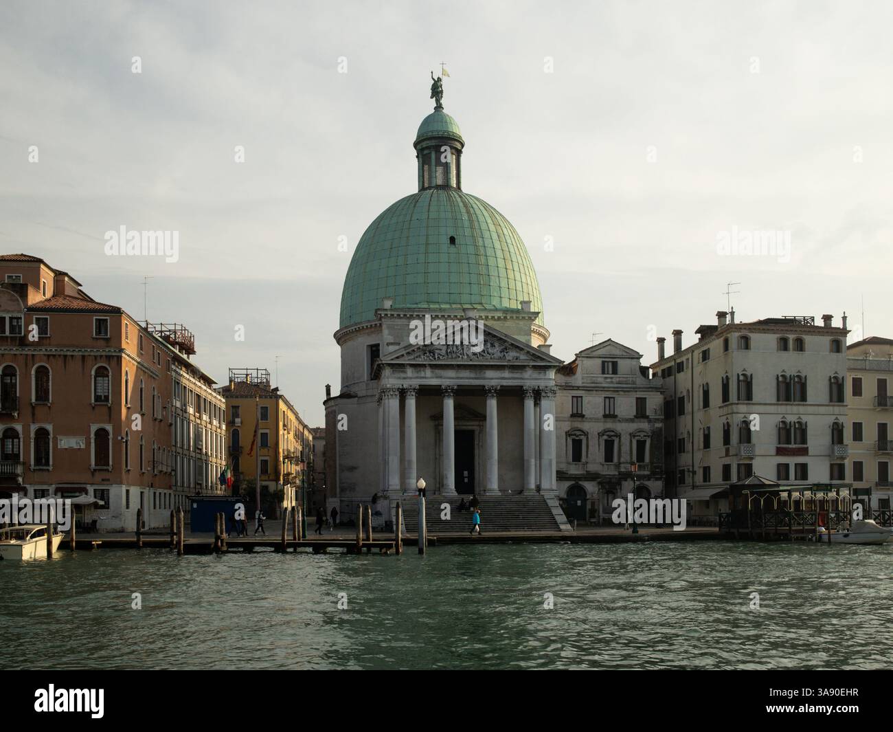 Italian Cityscape: Piazza with Church, and Street Lights Stock Photo ...
