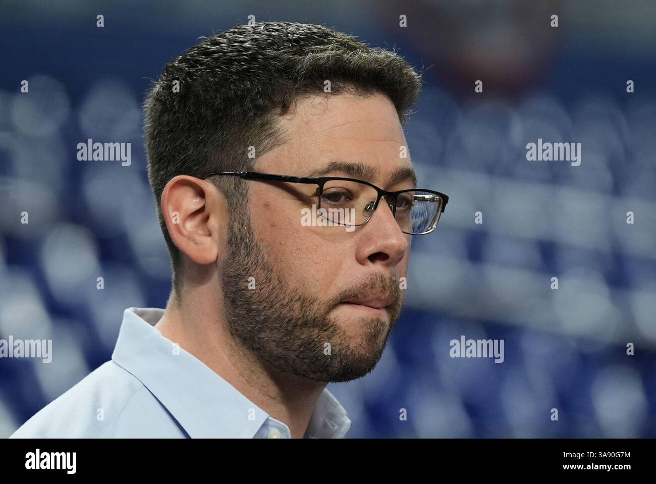 Miami Marlins president of baseball operations Peter Bendix stands on ...