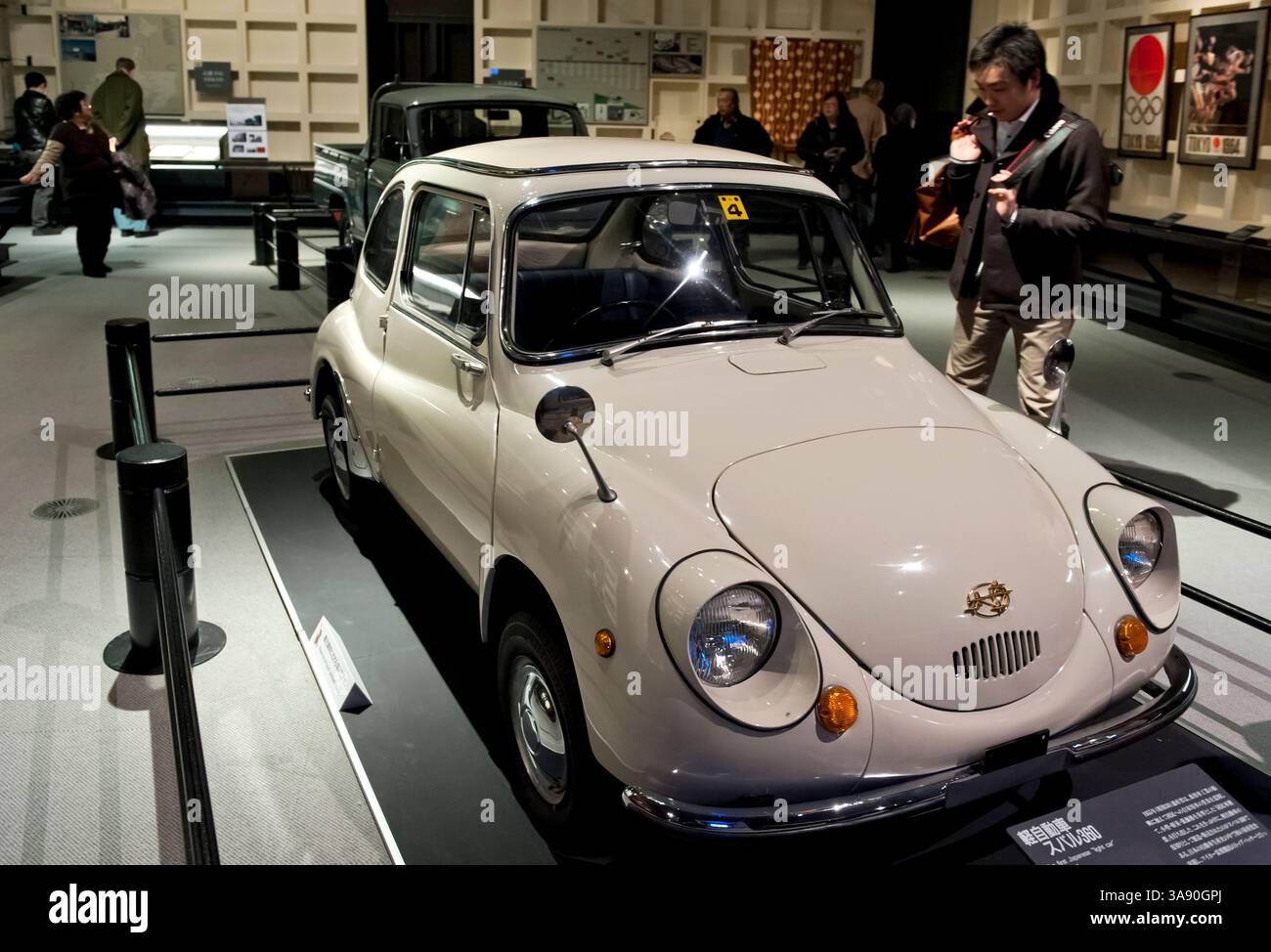 A Showa Period 1968 Subaru 360 Deluxe Japanese automobile on display at ...