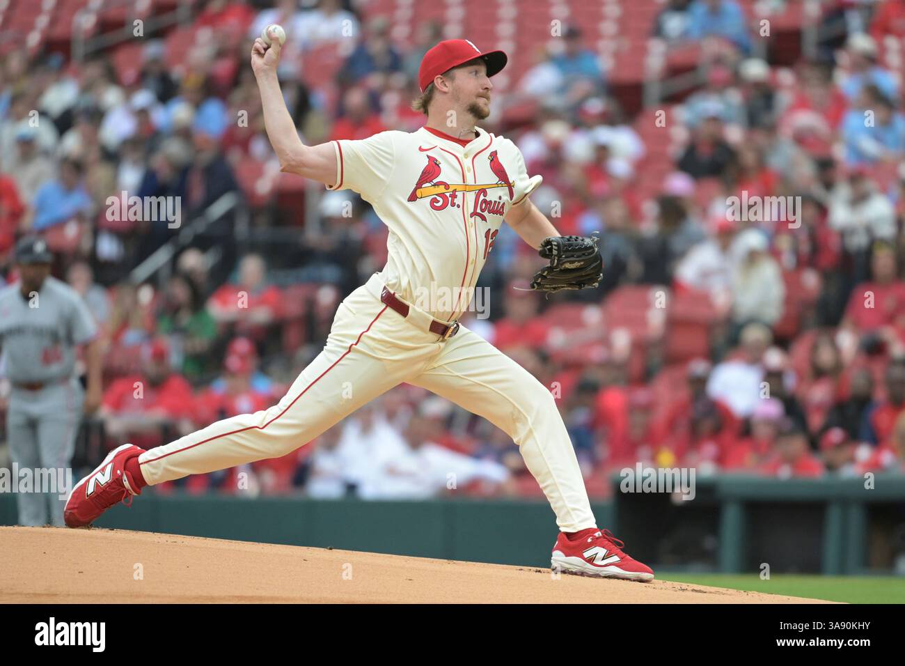 St. Louis Cardinals' Erick Fedde (12) pitches during the first inning ...