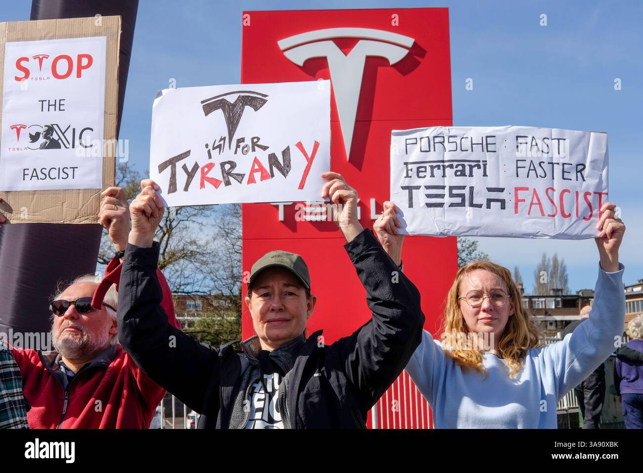 29th March 2025, London, UK. Protesters against Elon Musk and his ...