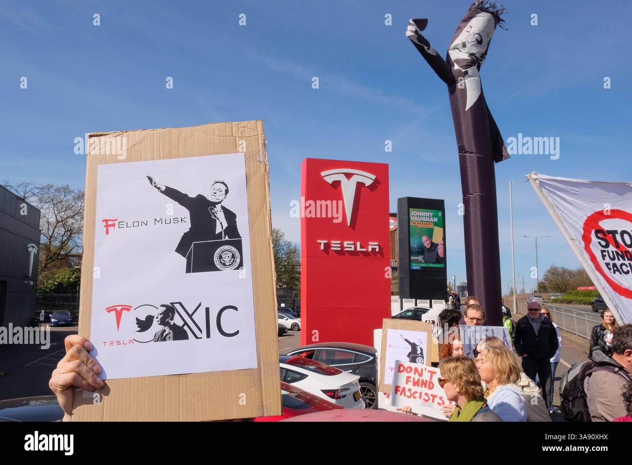 29th March 2025, London, UK. Protesters against Elon Musk and his ...