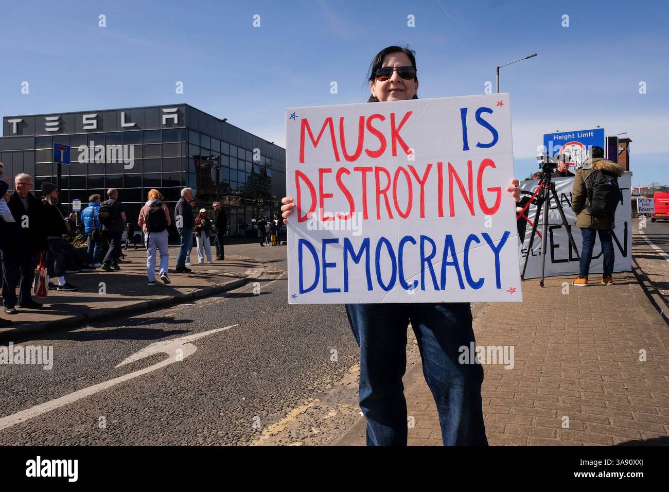 29th March 2025, London, UK. Protesters against Elon Musk and his ...