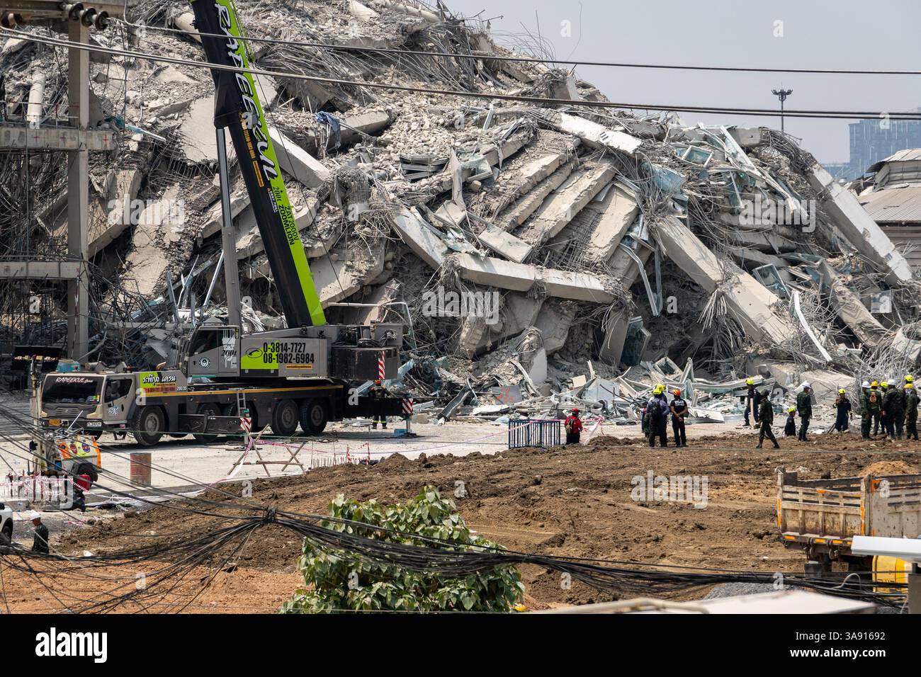 Bangkok, Thailand. 29th Mar 2025. A close-up of the collapsed building ...