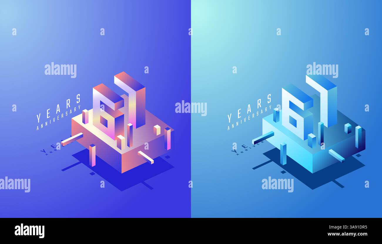 3D Isometric Anniversary Design 67th, 67th Years Anniversary in ...
