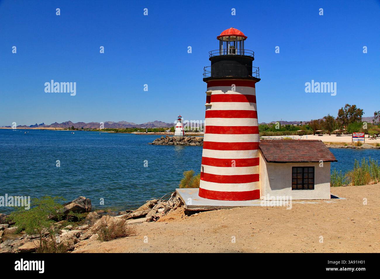 Replicas of the West and East Quoddy and Cape Henry Lighthouses in Lake ...