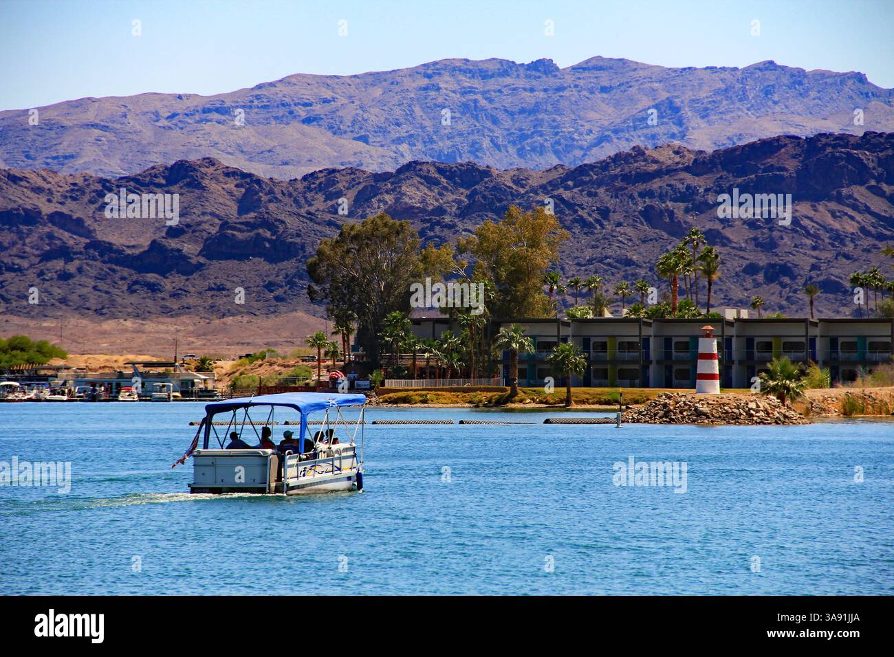Lake Havasu Marina lighthouse in Lake Havasu City, Arizona, USA and ...