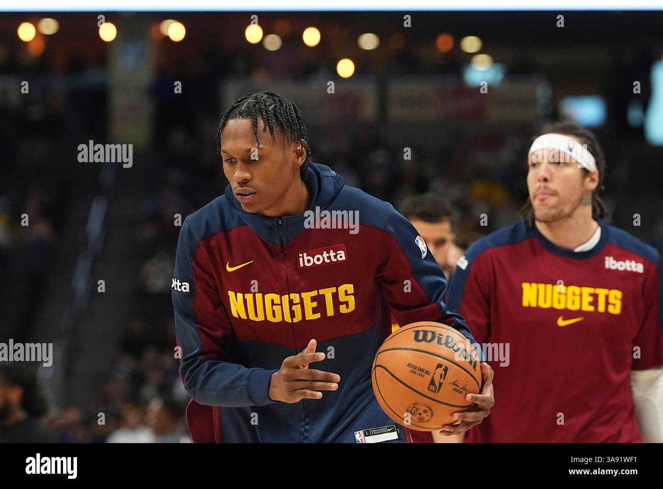 Denver Nuggets forward Peyton Watson (8) in the first half of an NBA ...